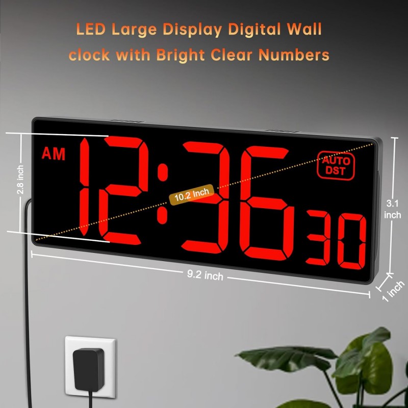 Digital wall clock with seconds for gym, remote countdown timer, large ...